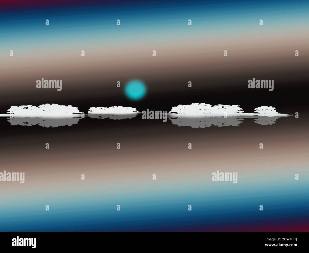 Blue sun painting in sumi-e style. 3D rendering Stock Photo - Alamy