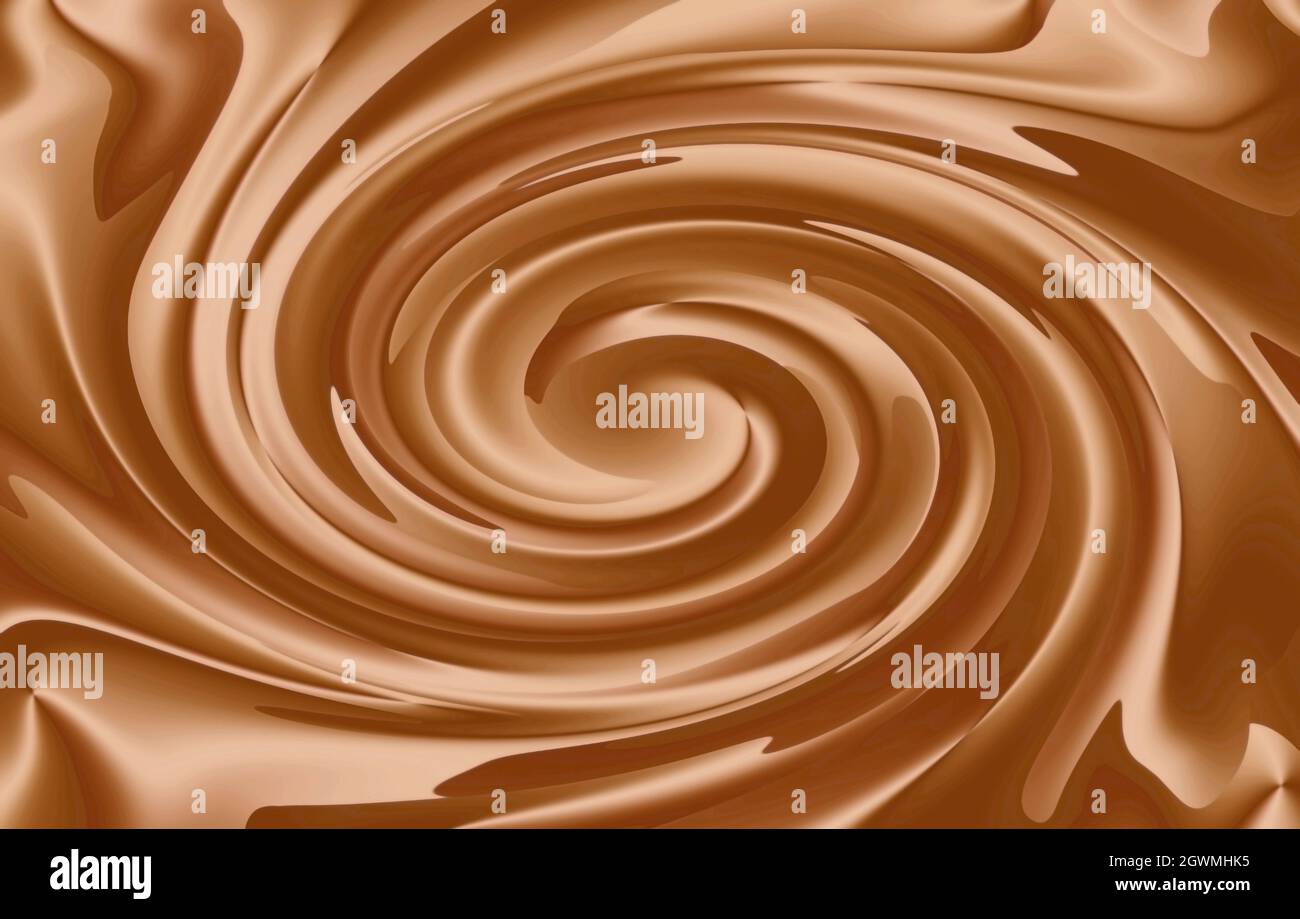 Illustration of melting chocolate-like spiral pattern for abstract ...