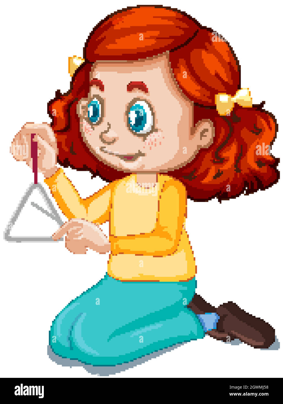 Girl playing triangle on white background Stock Vector Image & Art - Alamy