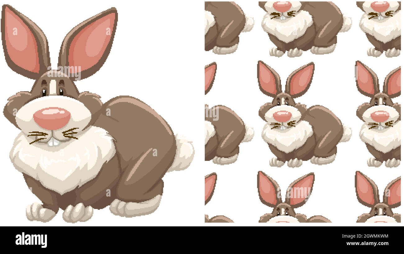 Seamless pattern cartoon rabbits Stock Vector Images - Alamy