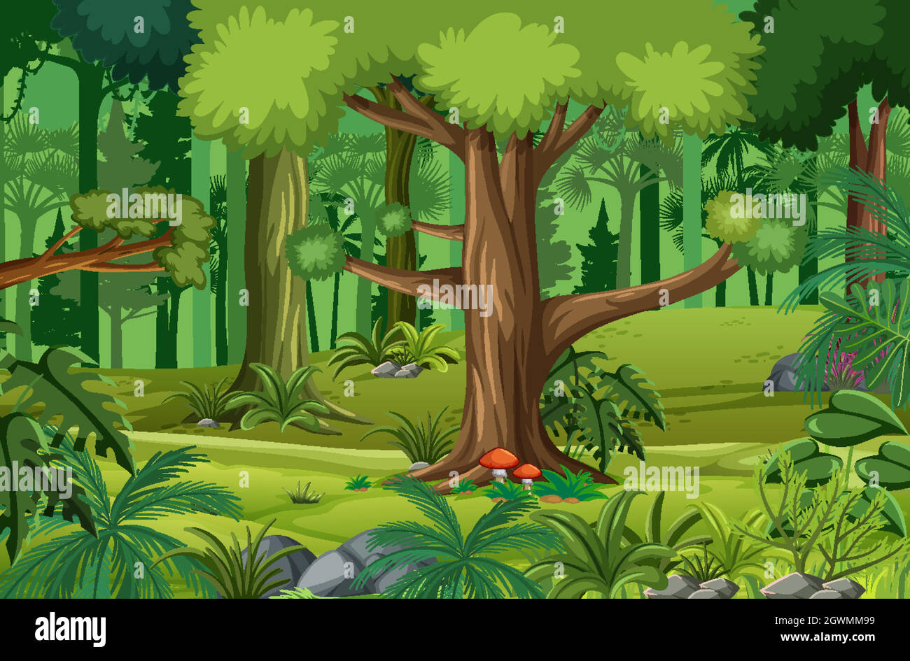 Warm green trees Stock Vector Images - Alamy