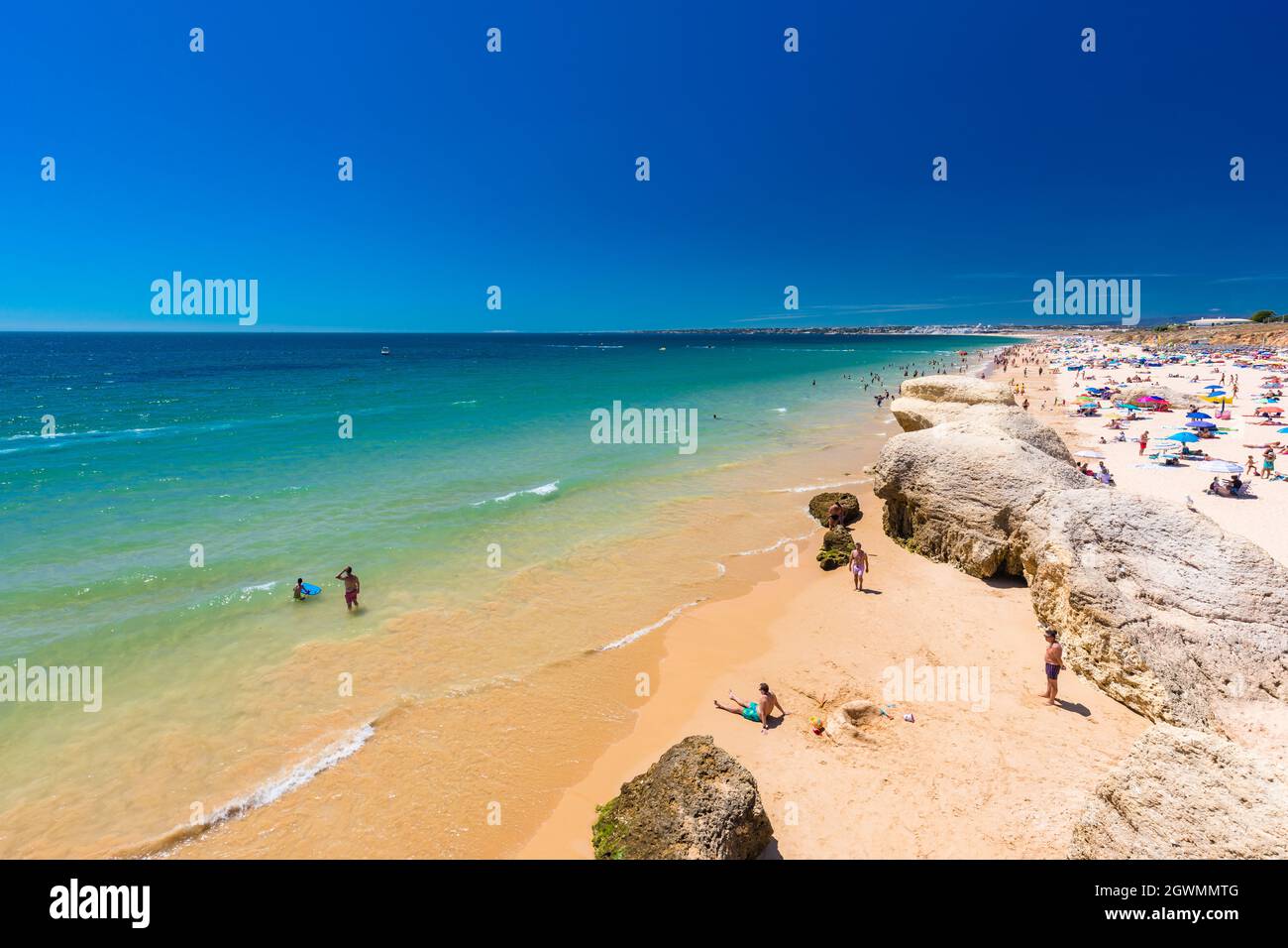 Panoramic aerial view of Praia Da Gale, Gale beach, near Albufeira and ...