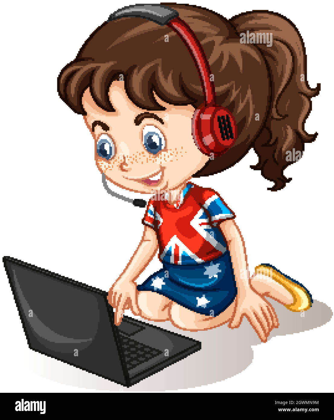 Cute girl laptop cartoon character hi-res stock photography and images ...