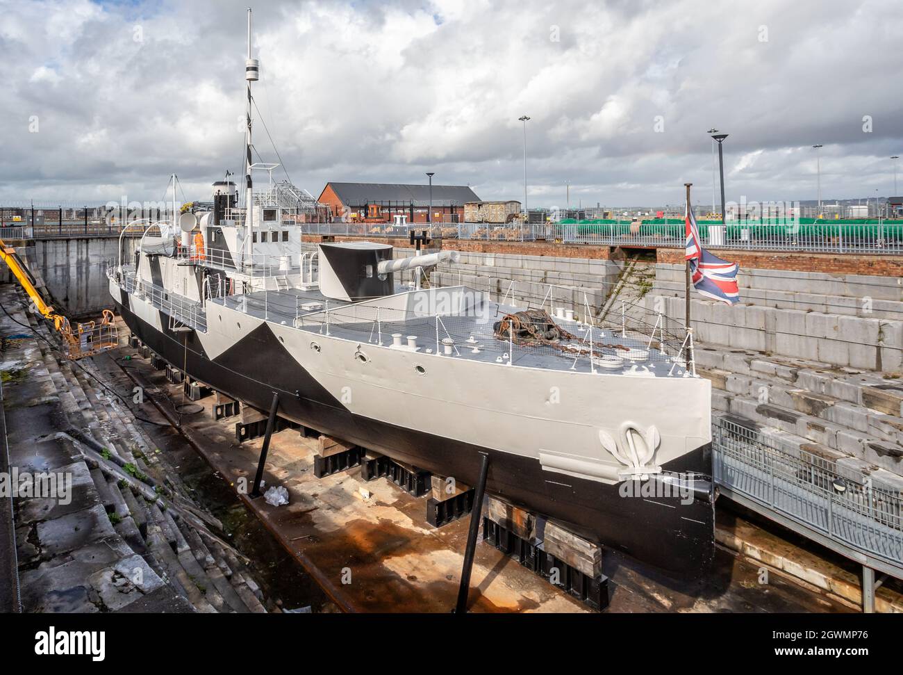 First World War warship HMS M33 on display in dry dock at Portsmouth ...