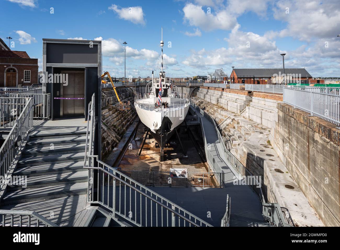 First World War warship HMS M33 on display in dry dock at Portsmouth ...