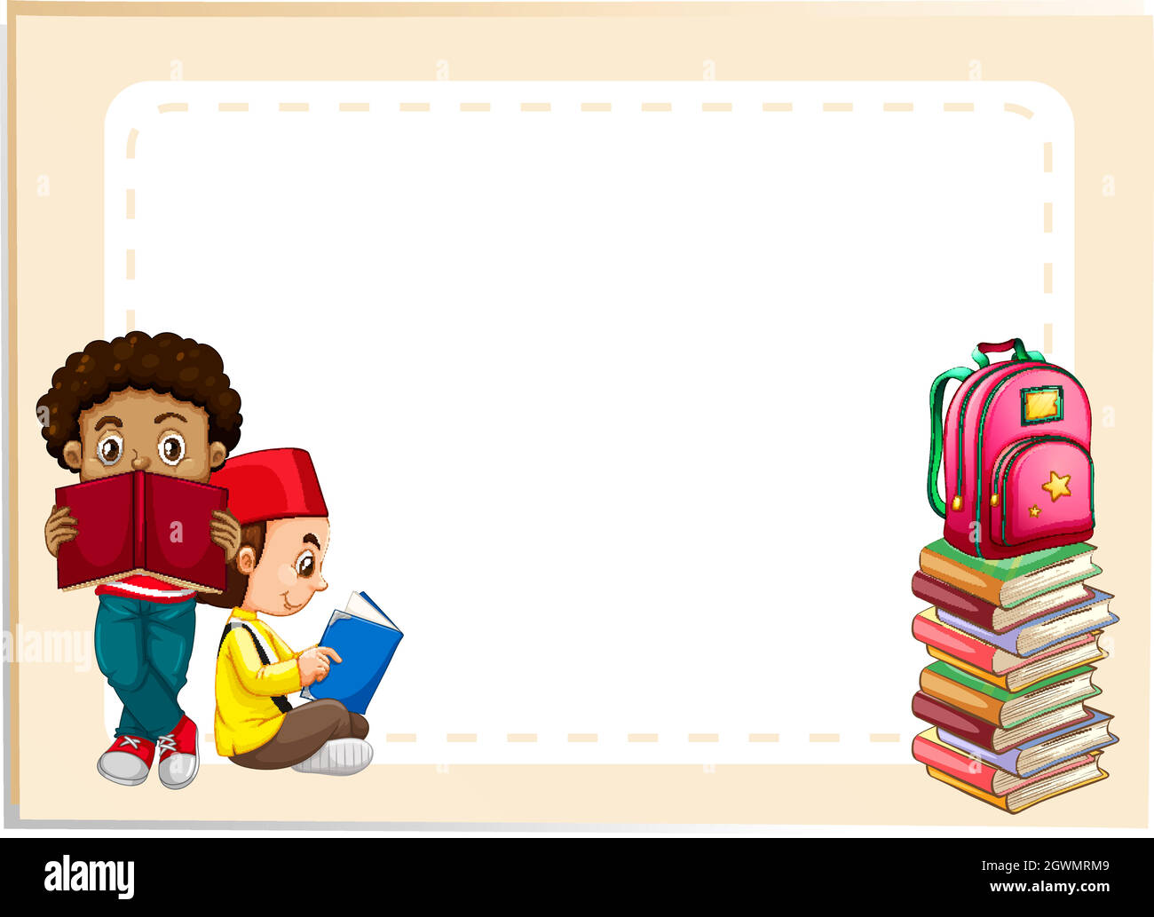 Two boys reading books Stock Vector Image & Art - Alamy