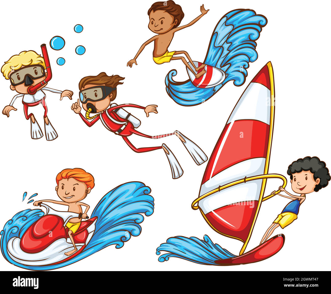 Watersports activities Stock Vector Images - Alamy