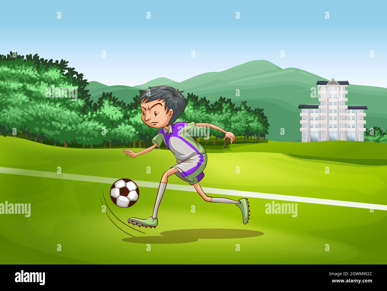 Kicking football Stock Vector Images - Alamy