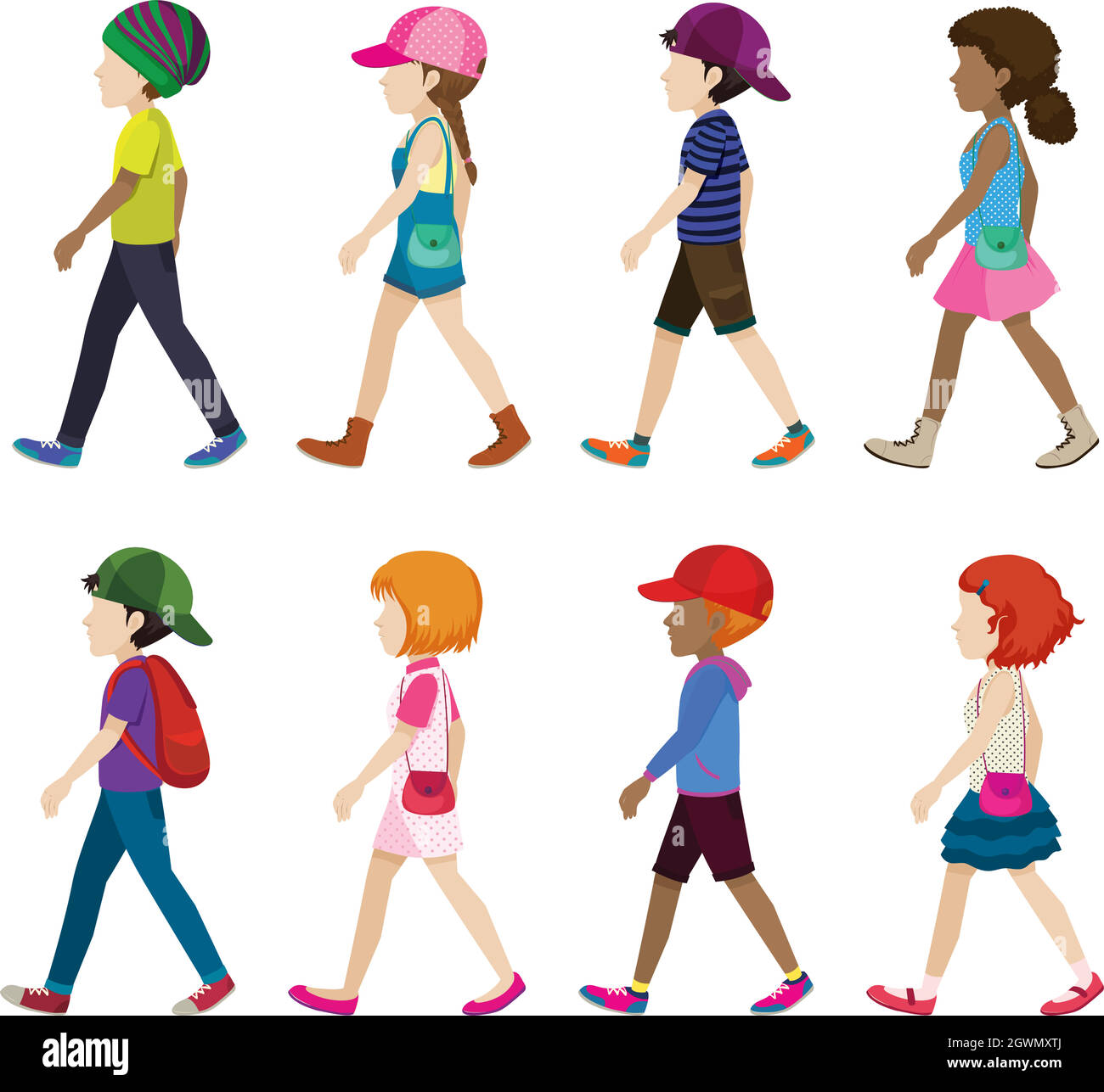 Faceless young girls and boys walking Stock Vector Image & Art - Alamy