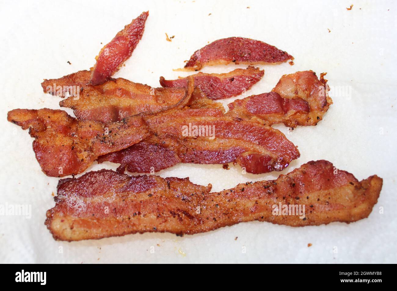 stripes of perfectly cooked bacon Stock Photo - Alamy