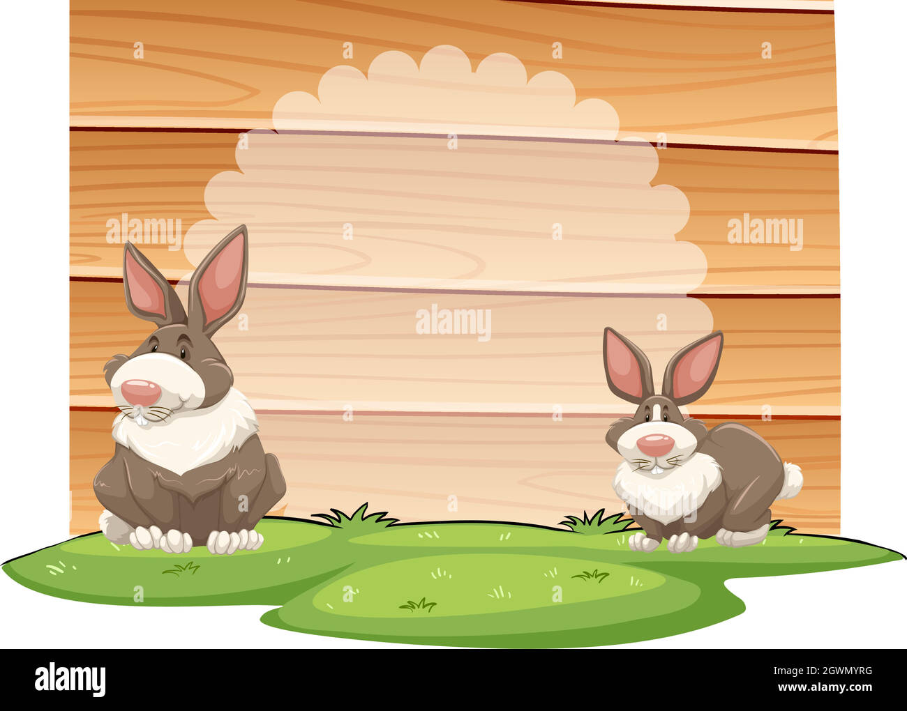 Domestic rabbit on lawn grass Stock Vector Images - Alamy