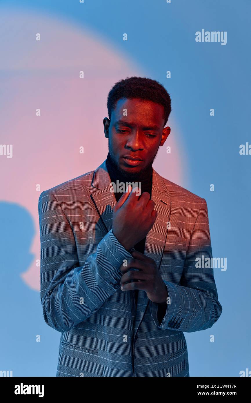 man african appearance in suit cropped view self confidence fashion ...