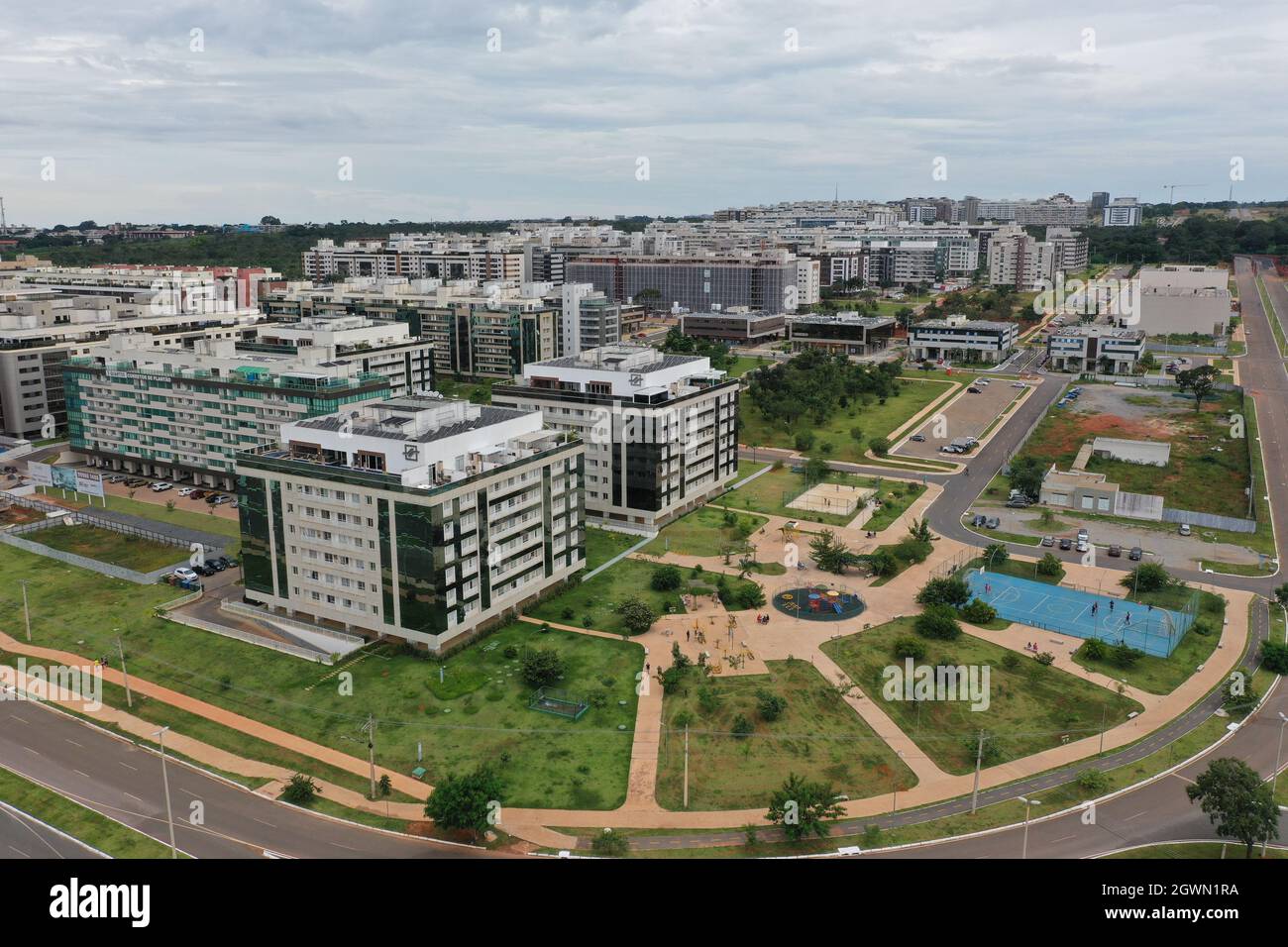Aerial view of a neighborhood in the city of Brasilia, the capital city ...