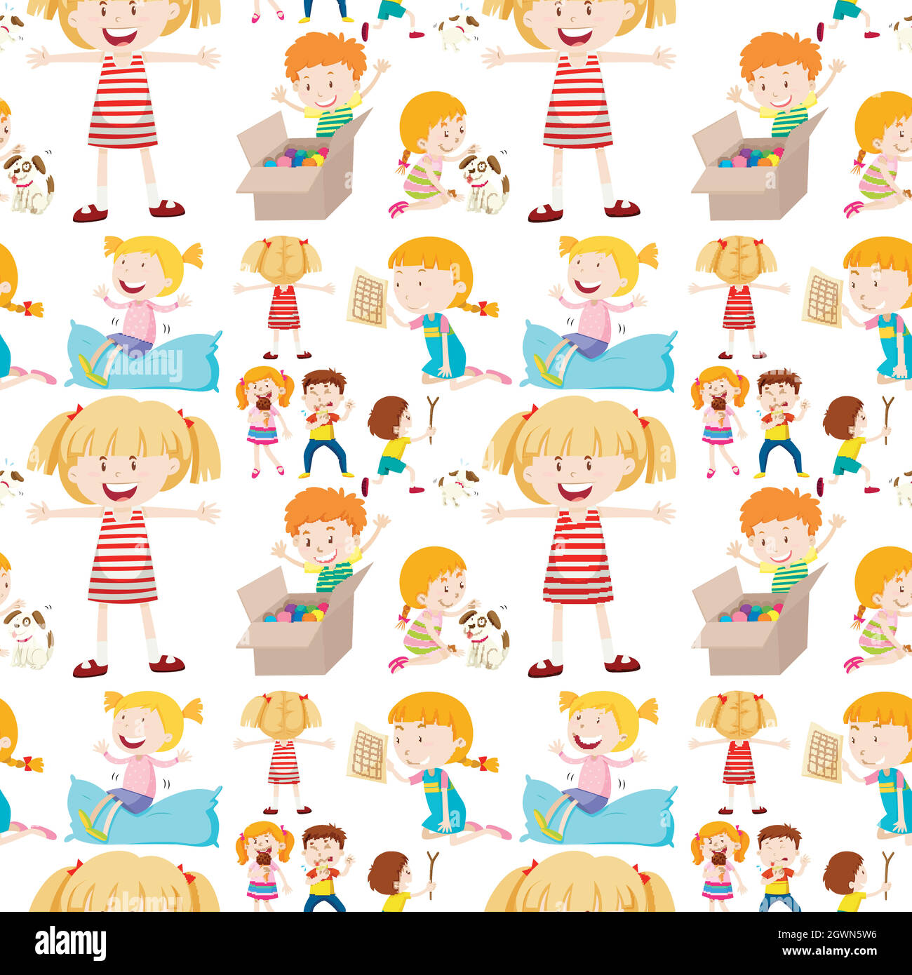 Seamless background design with kids playing Stock Vector Image & Art ...