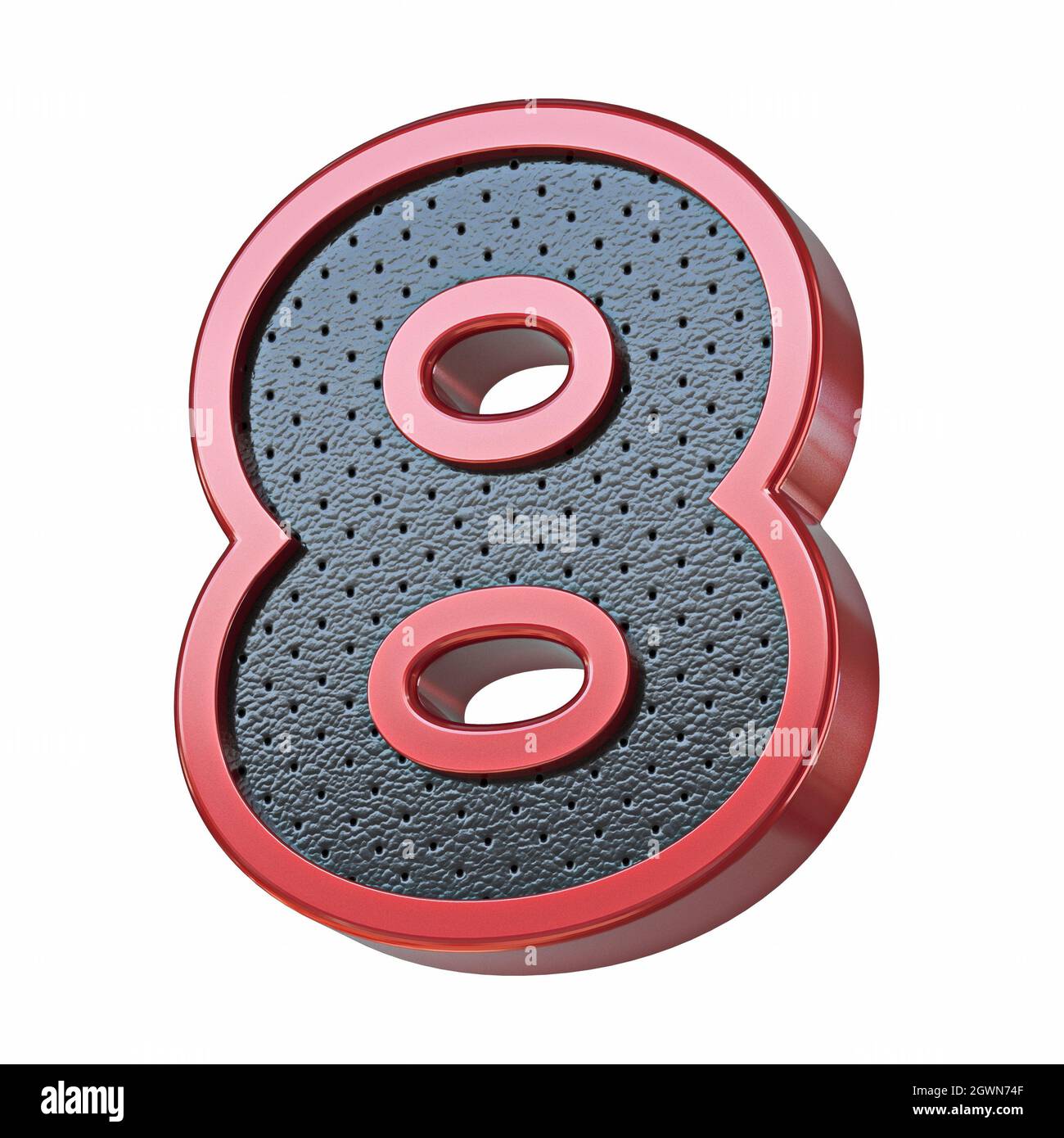 Red shinny metal and black leather font Number 8 EIGHT 3D render ...