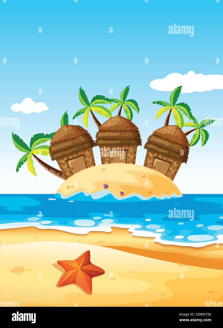Three huts on the island Stock Vector Image & Art - Alamy