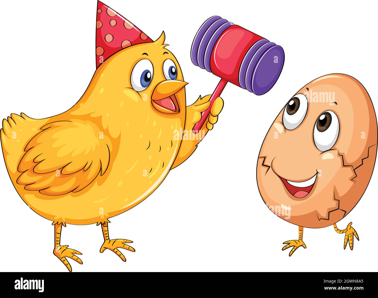 Chicken cracking egg with hammer Stock Vector Image & Art - Alamy