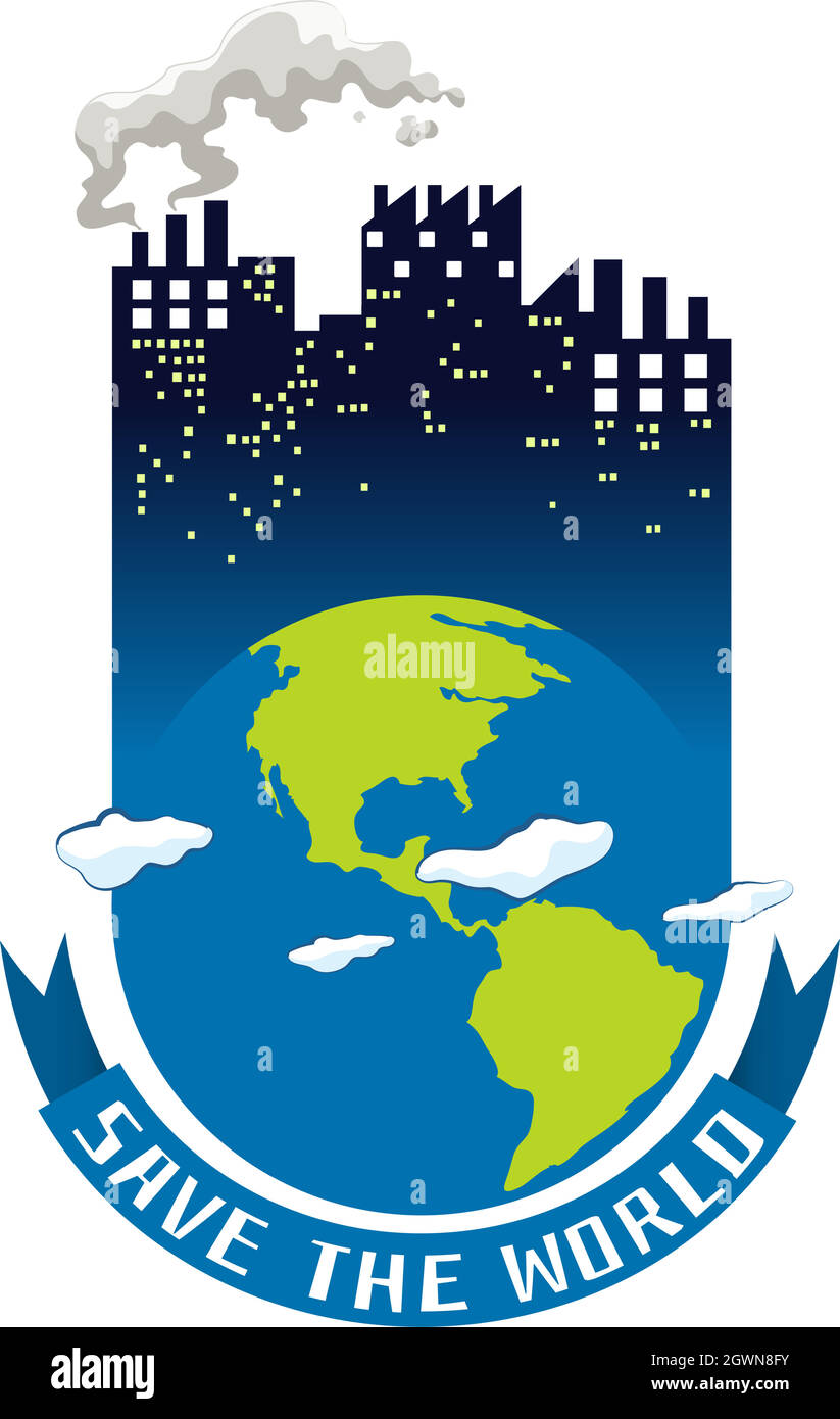 Save the world theme with earth and buildings Stock Vector Image & Art ...