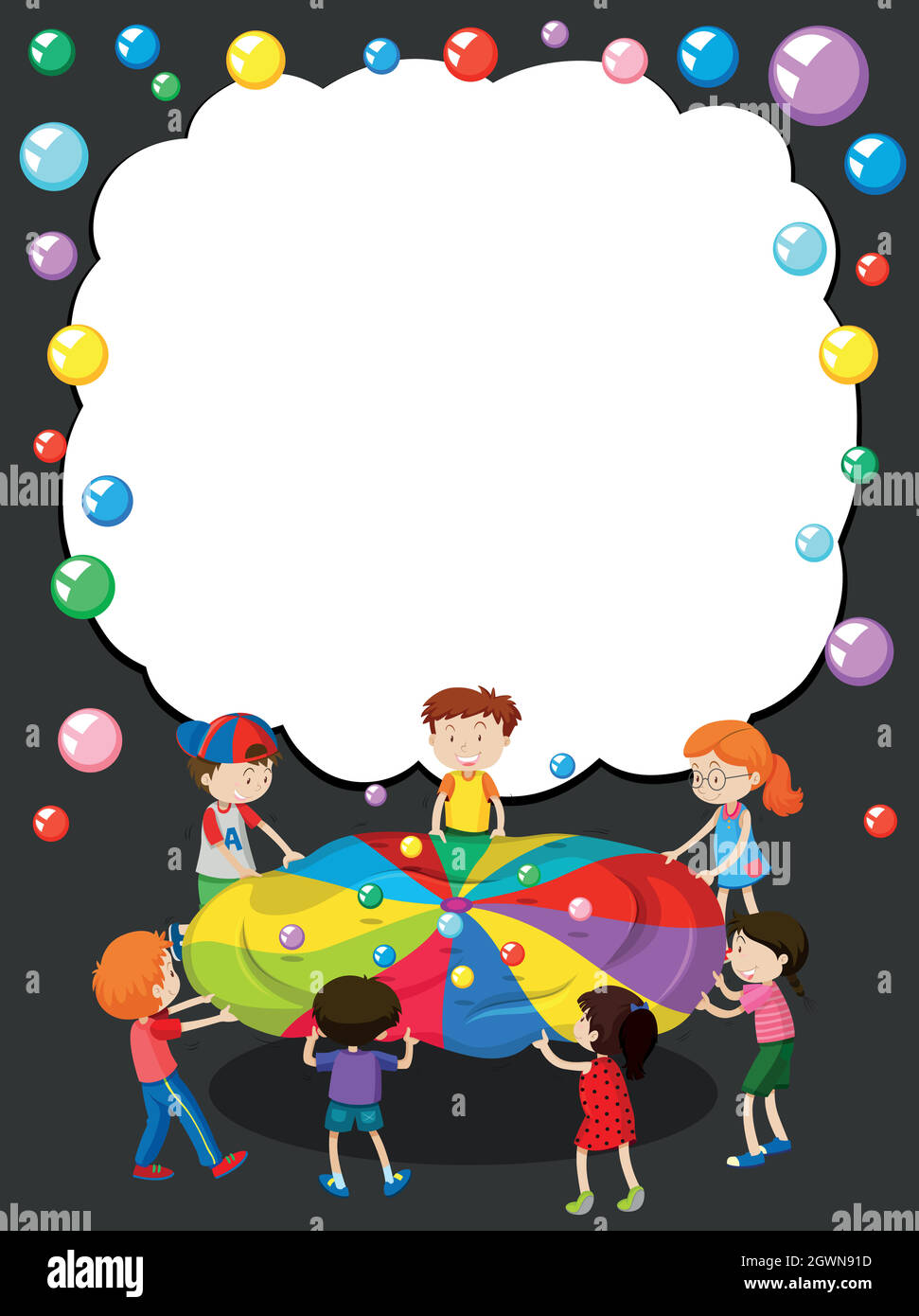 Border template with children playing ball Stock Vector Image & Art - Alamy