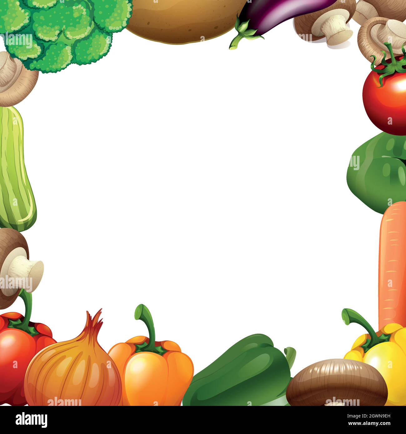 Border design with mixed vegetables Stock Vector Image & Art - Alamy