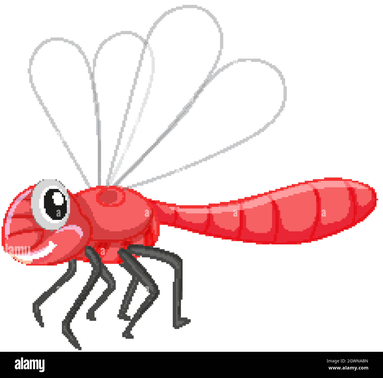 Cute dragonfly in red color on white background Stock Vector Image ...