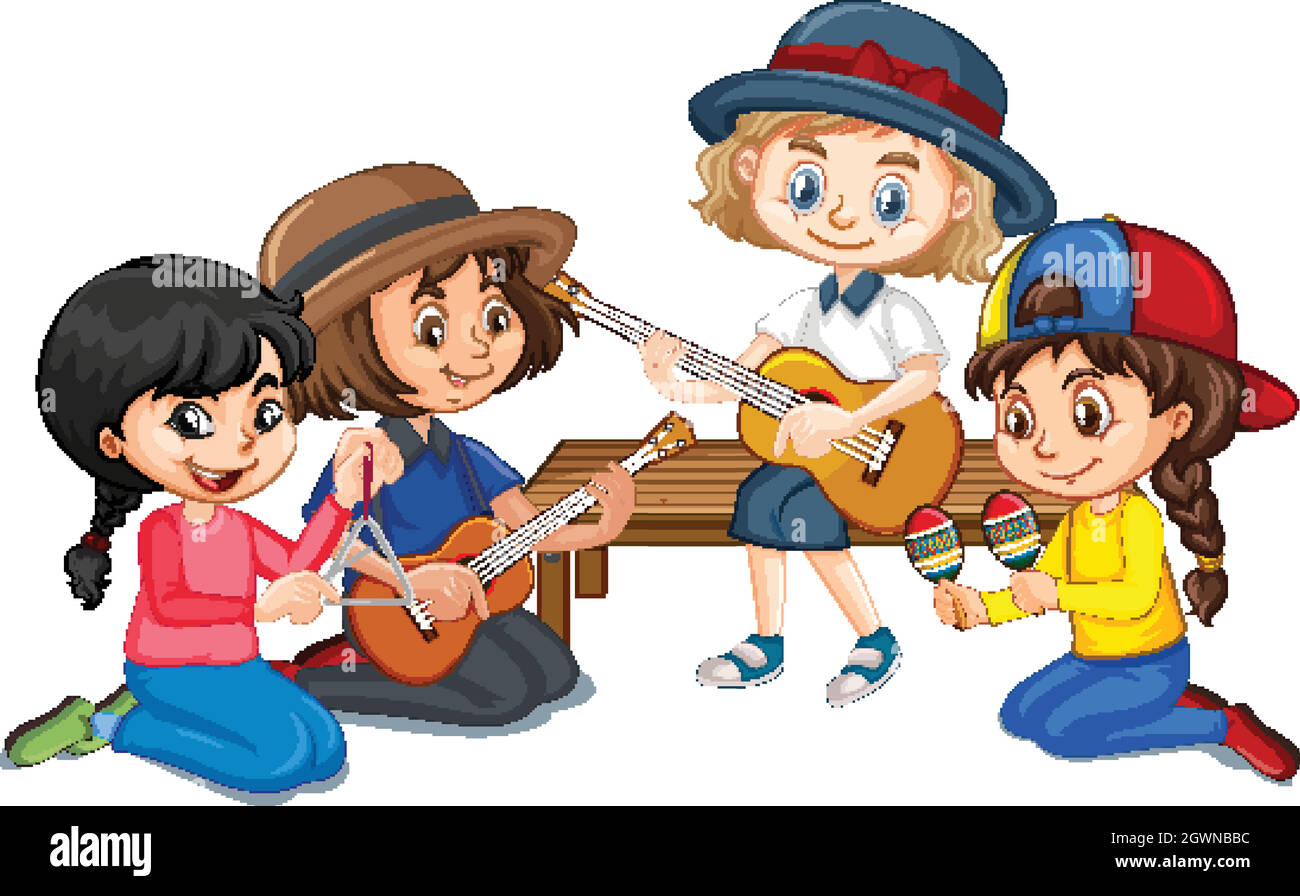Girls playing instruments Stock Vector Images - Alamy