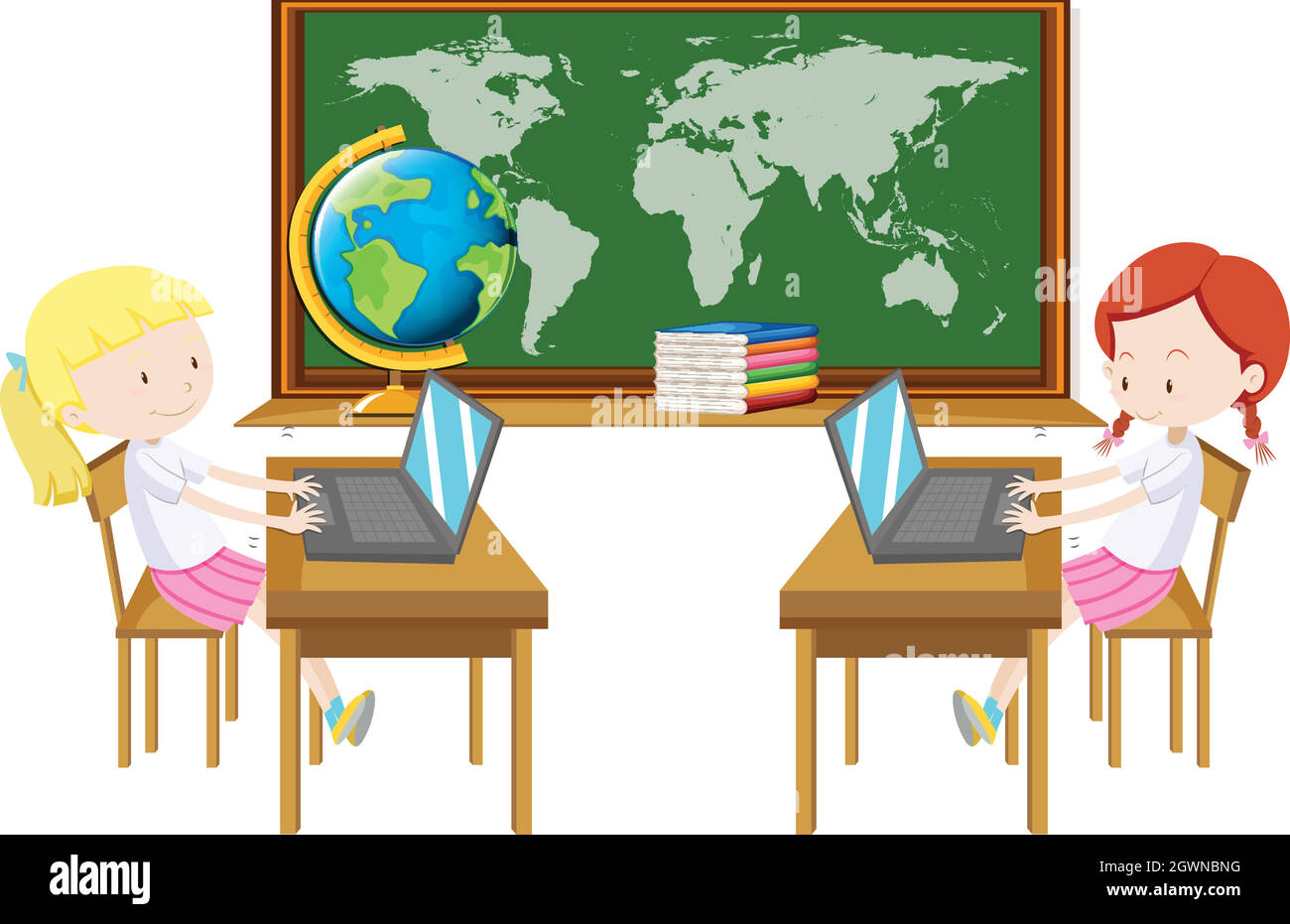 Kid working classroom Stock Vector Images - Alamy
