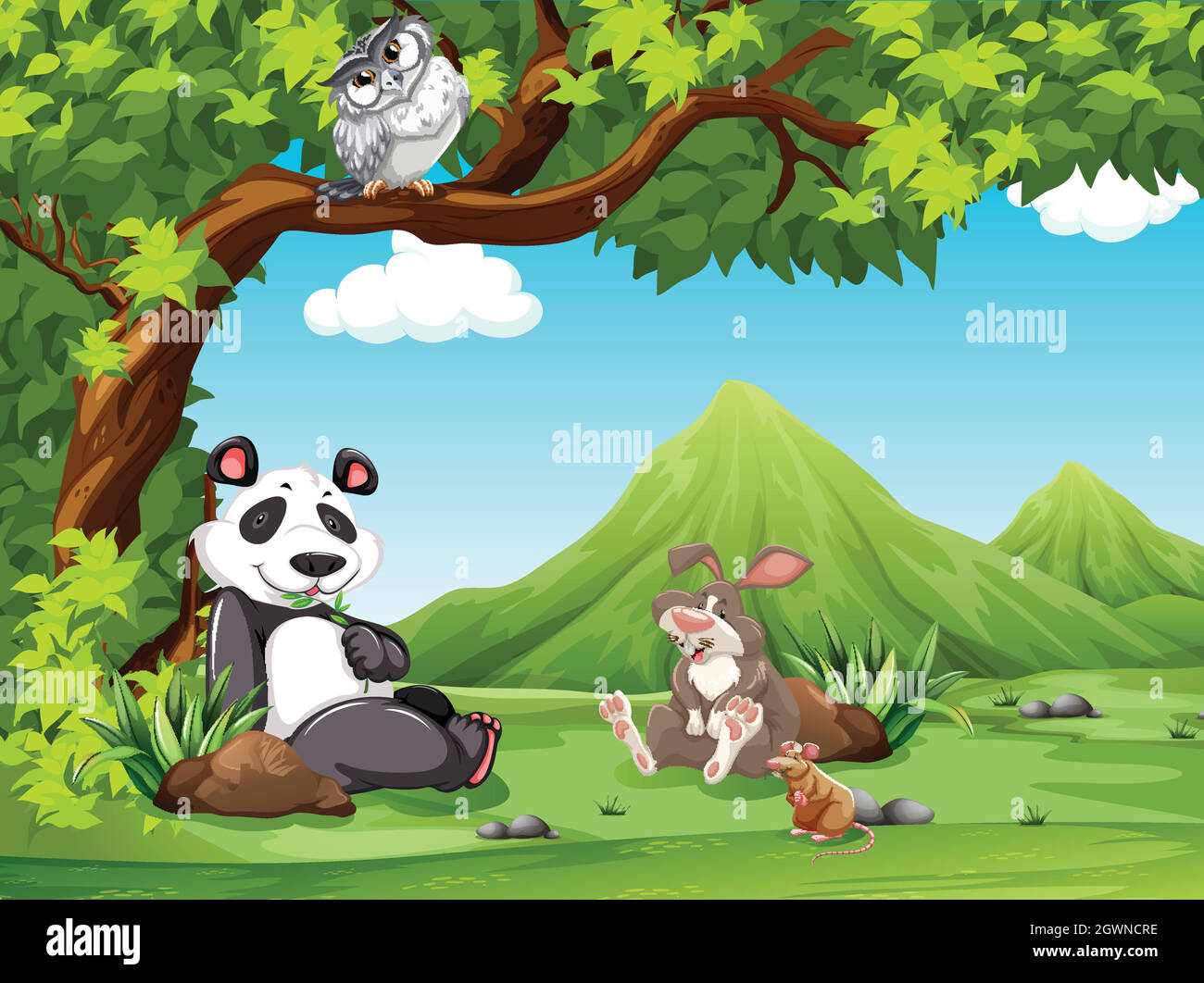 Animals under tree Stock Vector Images - Alamy