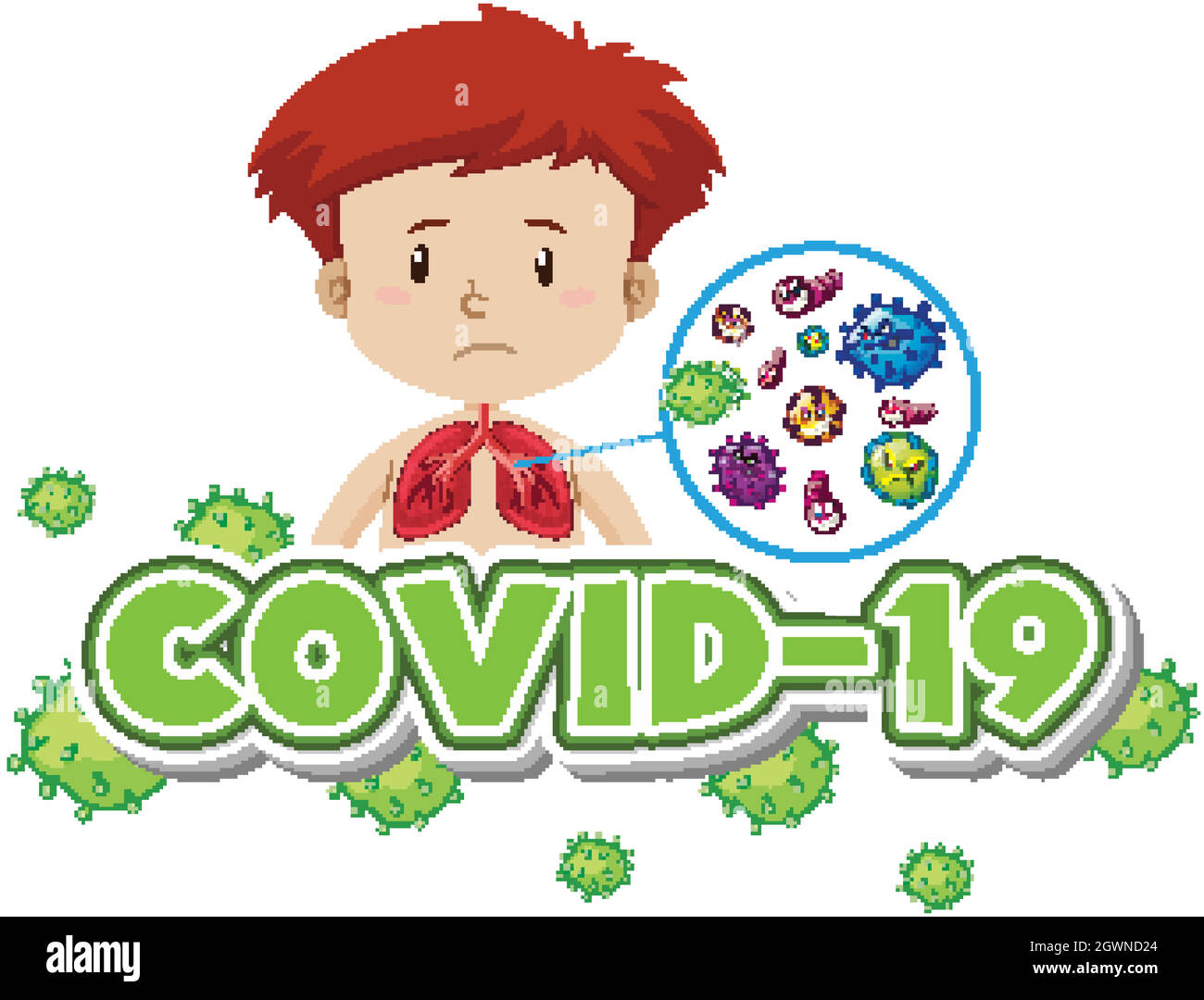 Poster design for coronavirus theme with sick boy Stock Vector Image ...