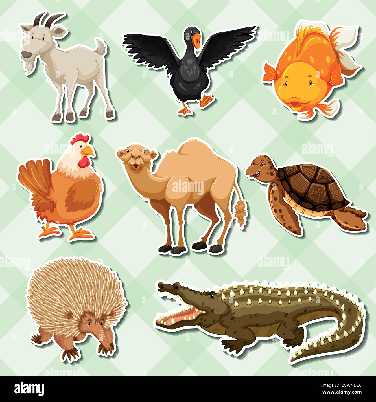 Sticker design with many animals Stock Vector Image & Art - Alamy