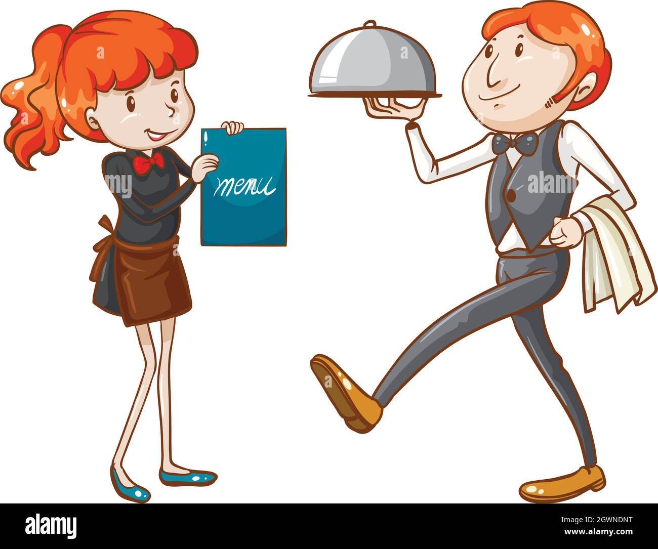 A waiter and a waitress Stock Vector Image & Art - Alamy