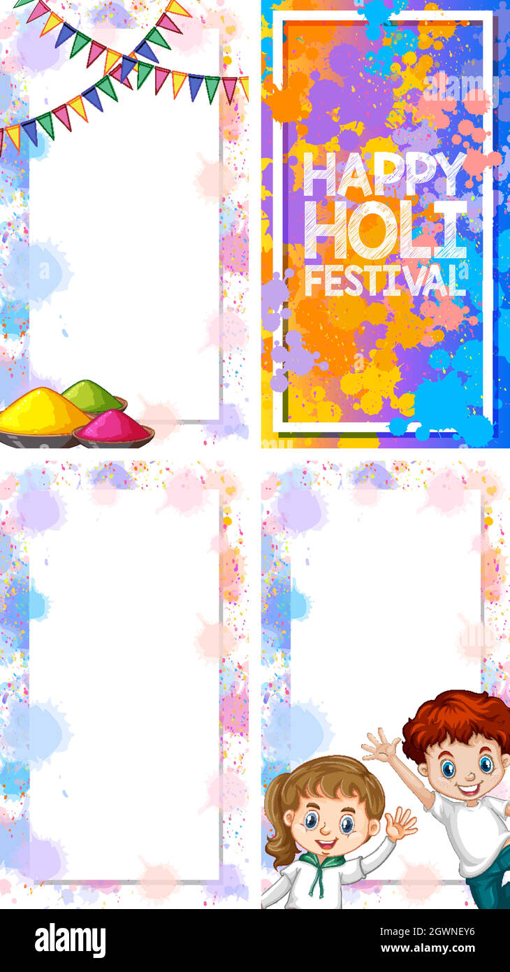 Four border templates with holi festival theme Stock Vector Image & Art ...