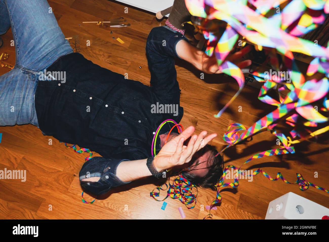 Party streamer floor hi-res stock photography and images - Alamy