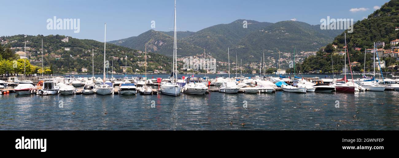 Boats on Lake Como, Italy Stock Photo - Alamy