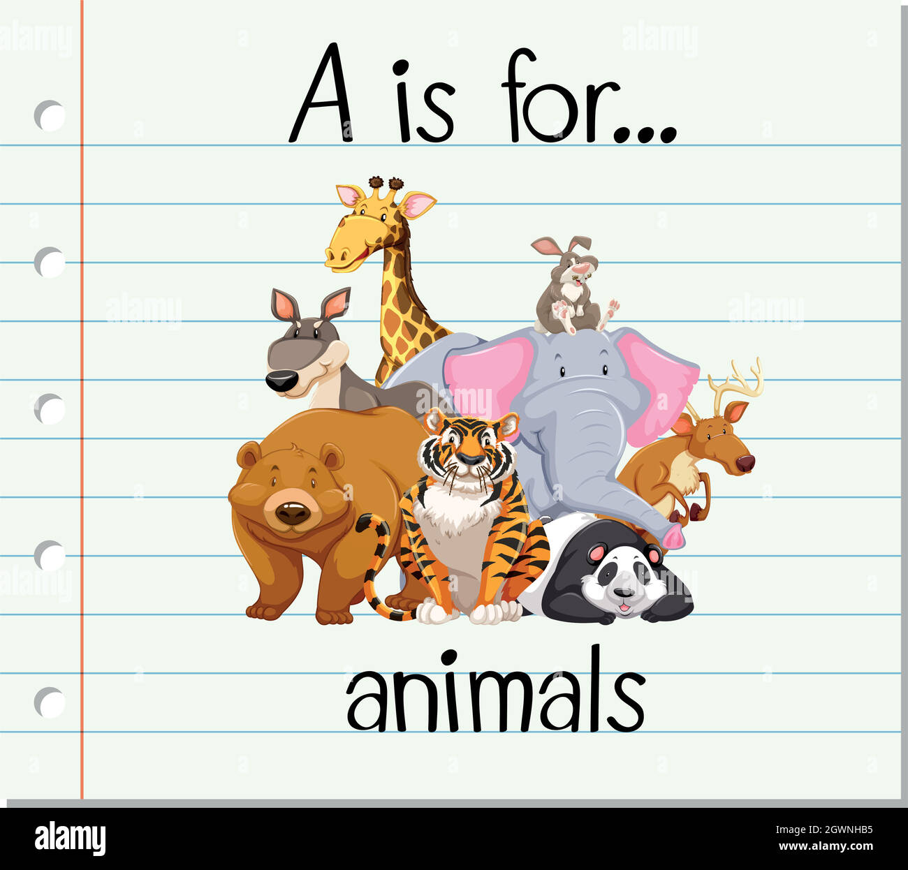 Flashcard letter A is for animals Stock Vector Image & Art - Alamy