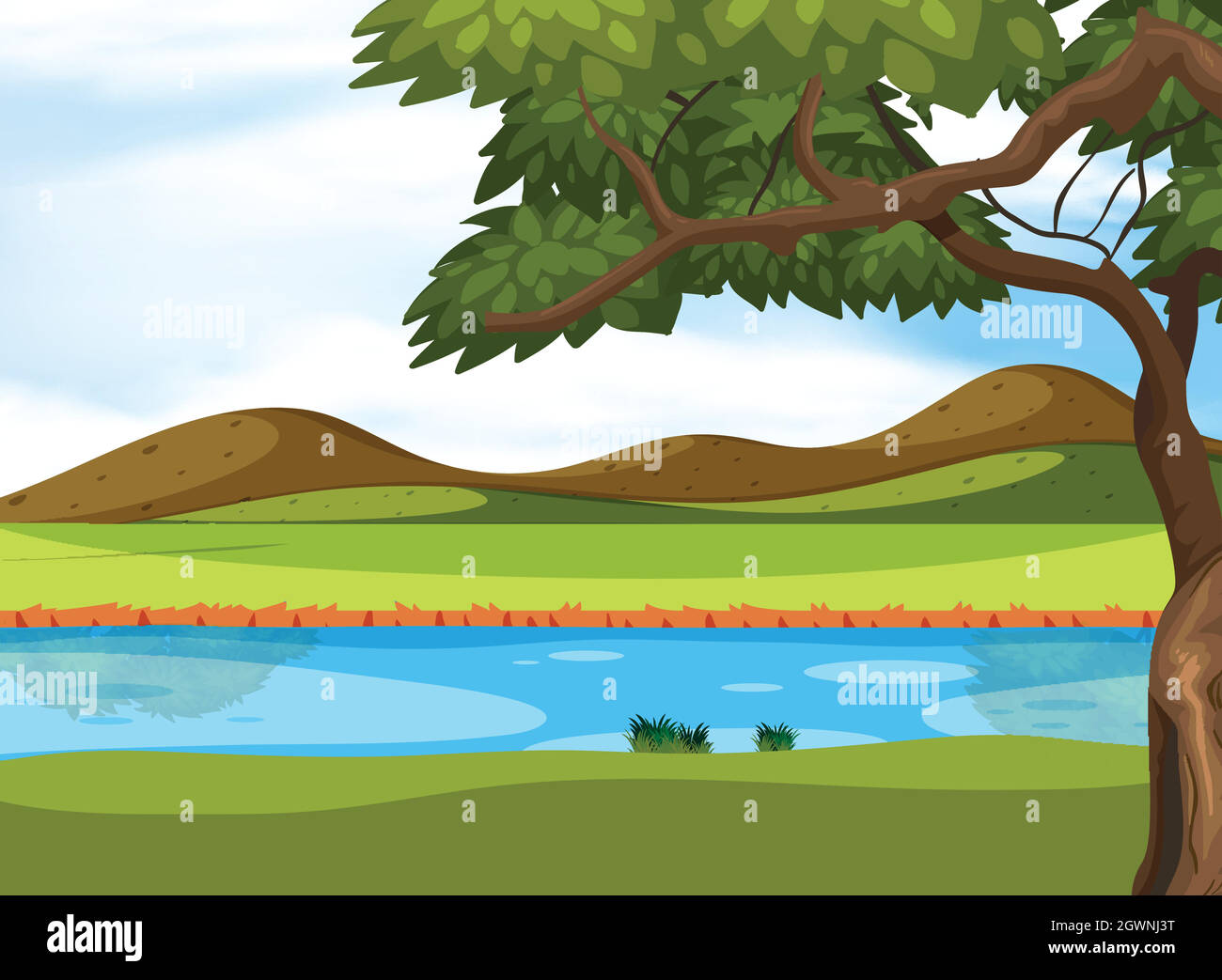 View beautiful blue lake Stock Vector Images - Alamy