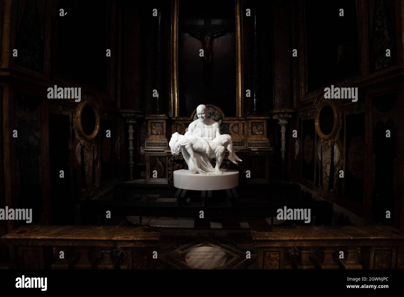 Rome, Italy. 01st Oct, 2021. The sculptor Jago exhibits "Pietà" inside ...