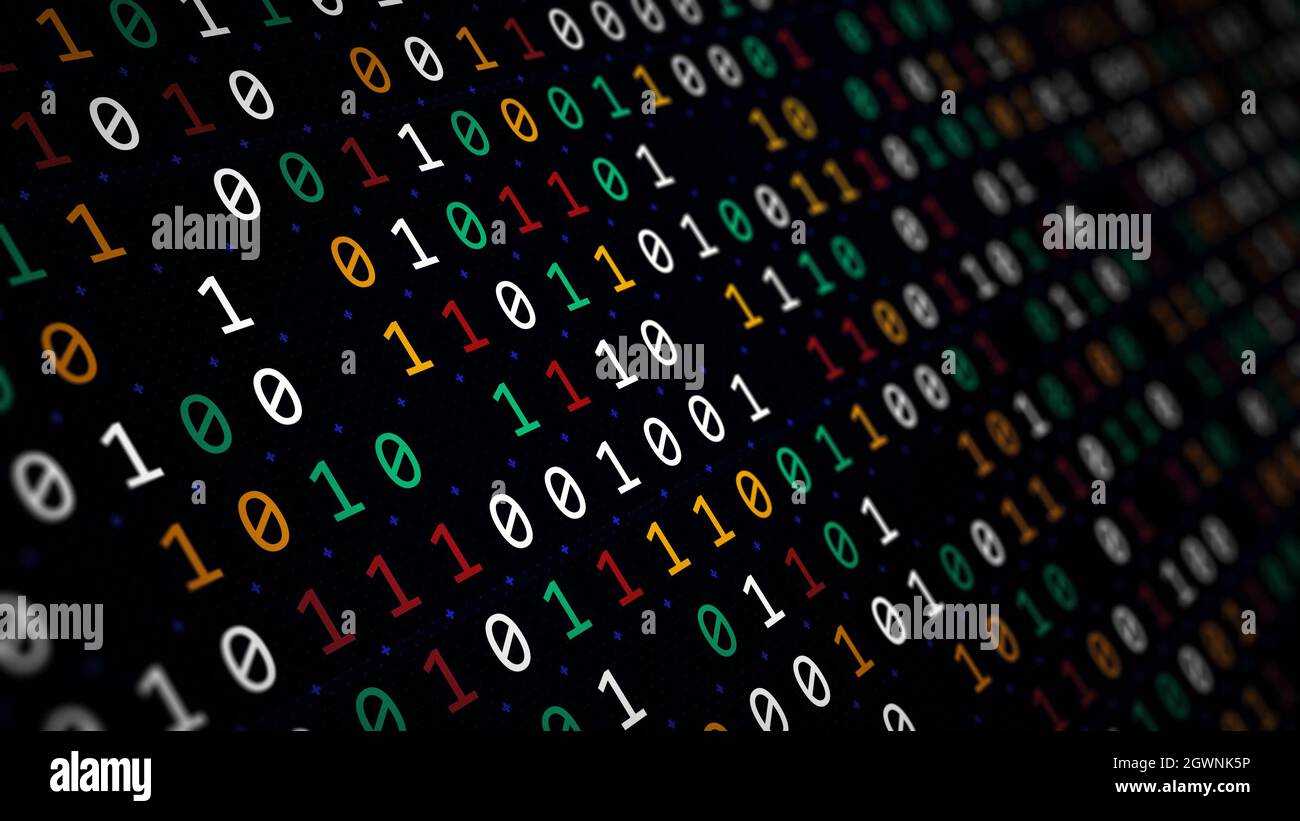 3D rendering of the background based on binary code technology ...