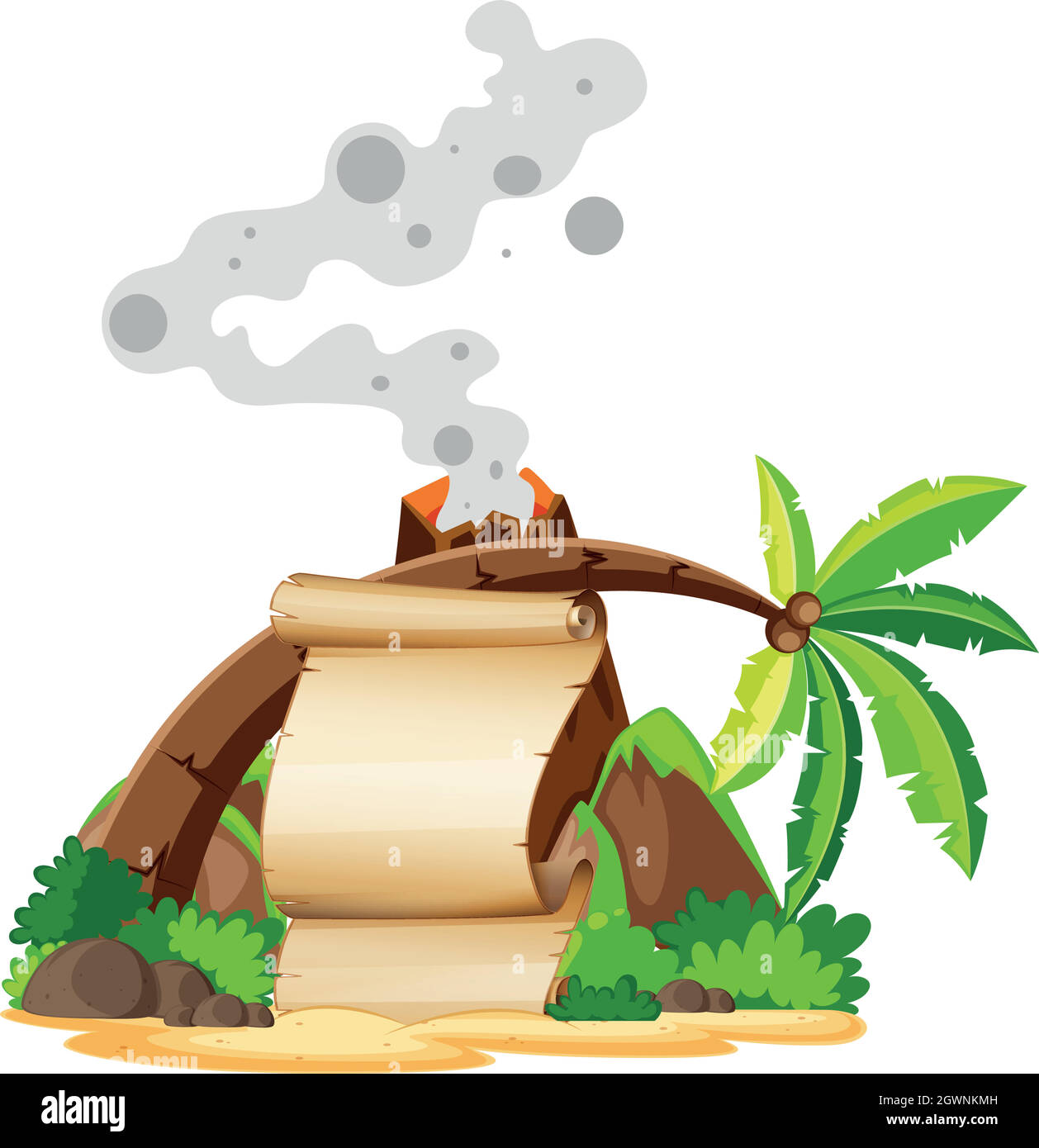 Banner design with volcano and tree Stock Vector Image & Art - Alamy