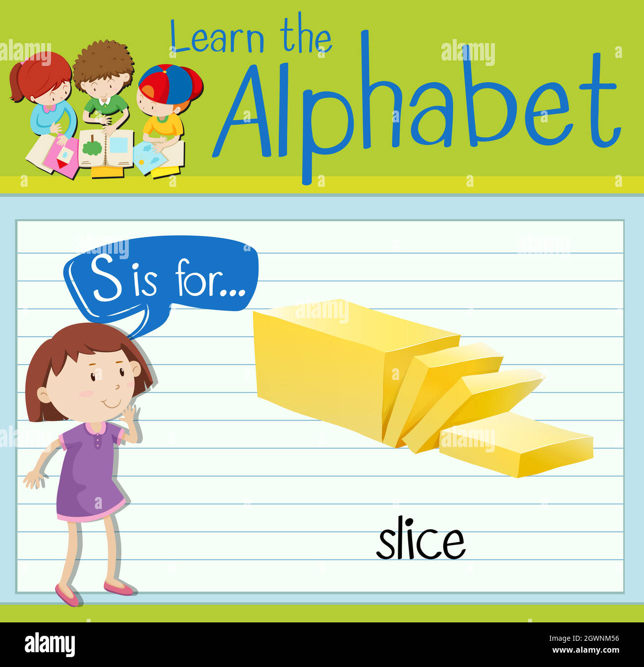 Flashcard letter S is for slice Stock Vector Image & Art - Alamy