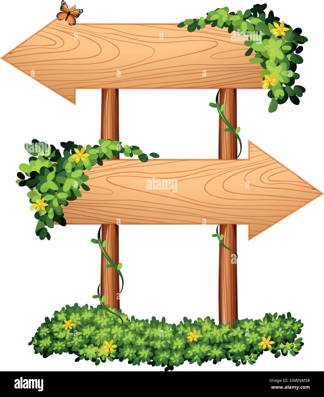 Wooden signs with plant and bug Stock Vector Image & Art - Alamy