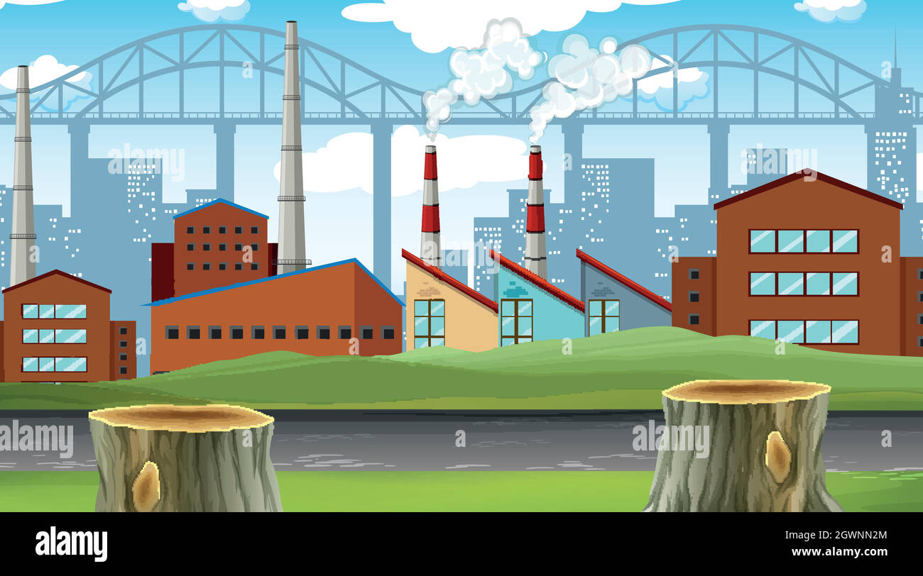 Factory city background scene Stock Vector Image & Art - Alamy