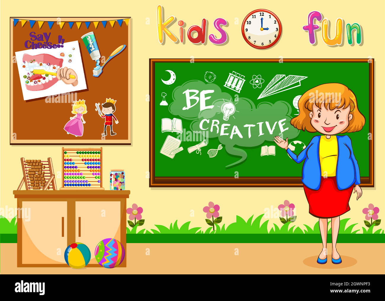 Female teacher teaching in the classroom Stock Vector Image & Art - Alamy