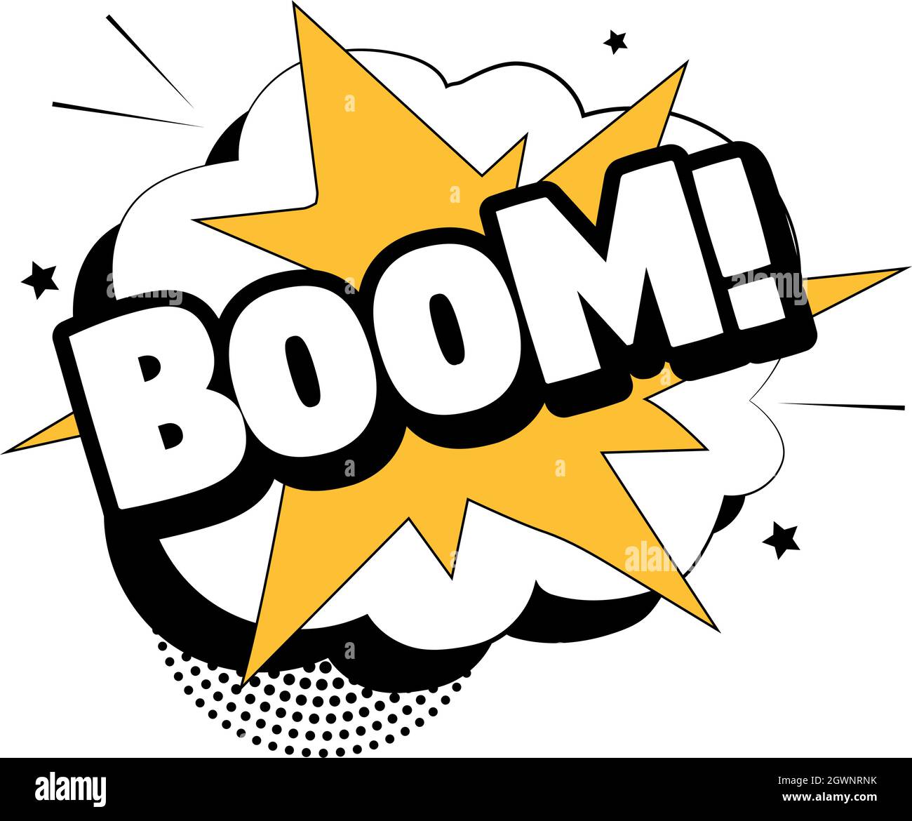 Comic lettering BOOM on white background - Vector illustration Stock ...