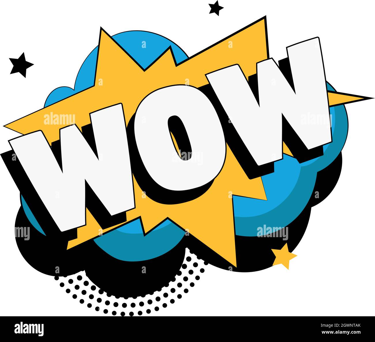 Comic lettering WOW on white background - Vector illustration Stock ...