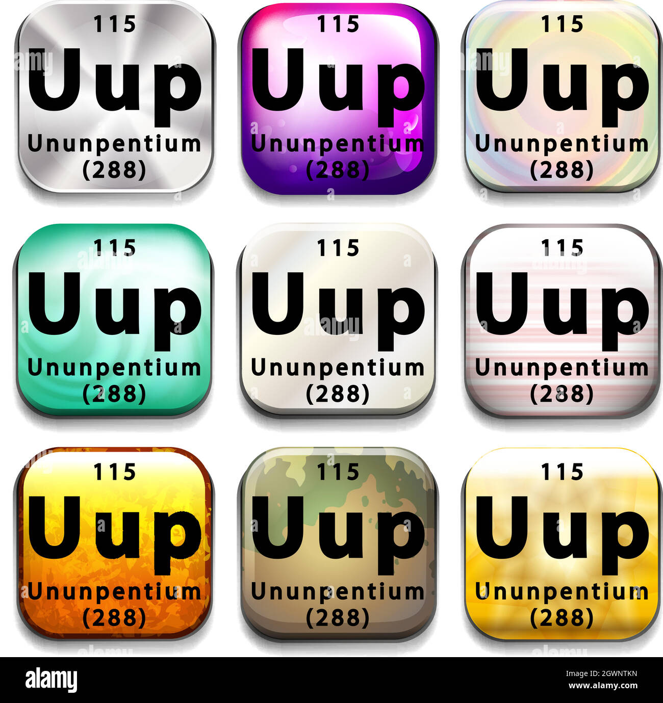 A periodic table button showing Ununpentium Stock Vector Image & Art ...