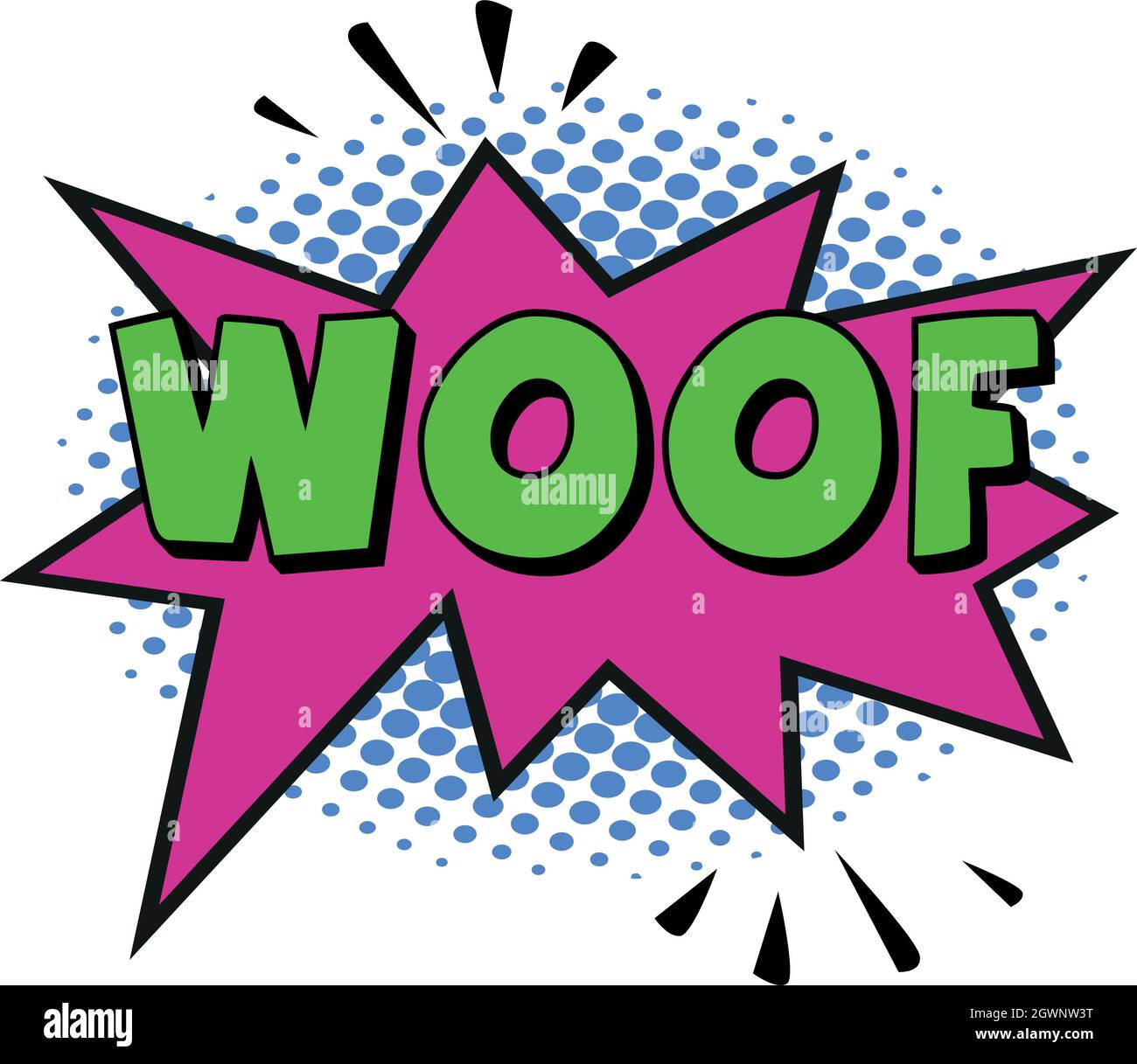 Comic lettering WOOF on white background - Vector illustration Stock ...