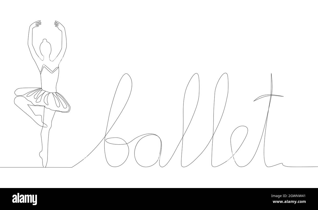 continuous line drawing of woman ballet dancer Stock Vector Image & Art ...