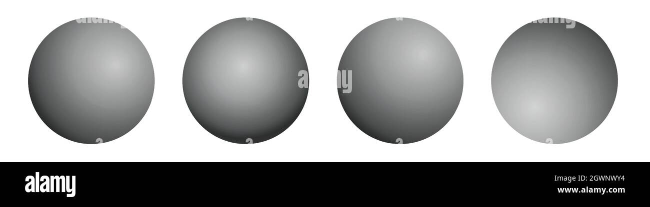 Set with glass black balls. Glossy realistic ball, 3D abstract vector ...