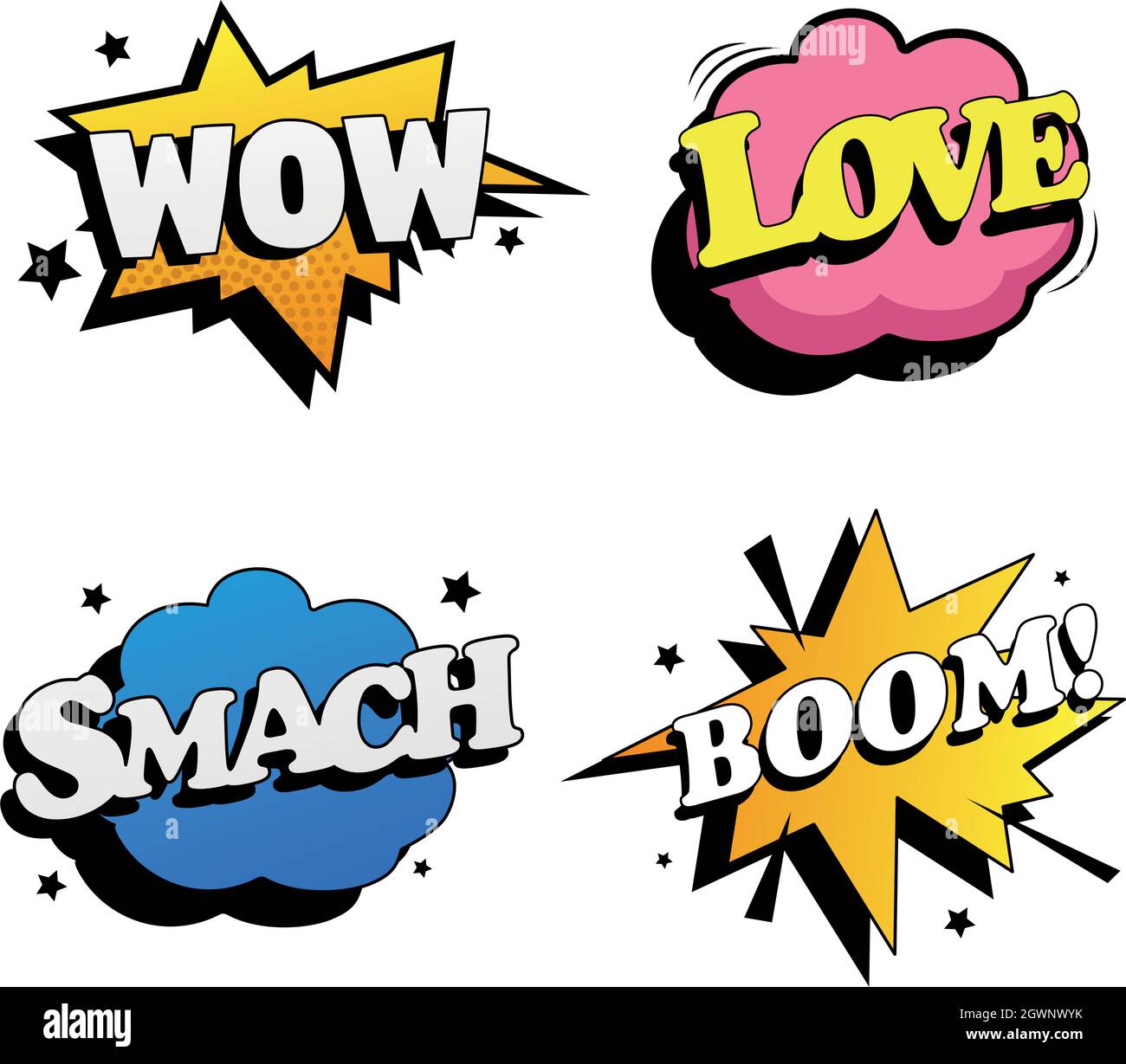 Comic book lettering collection on white background - Vector ...